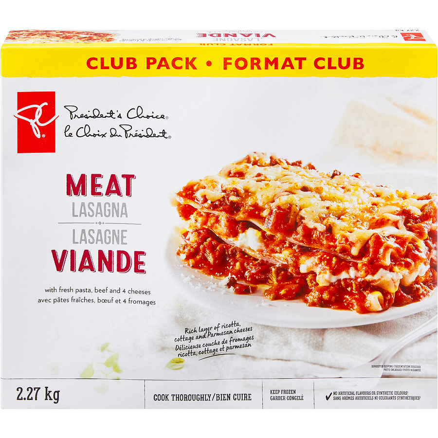 Lasagna - Meat and 4 Cheese - PC (Frozen) – VacationFoods